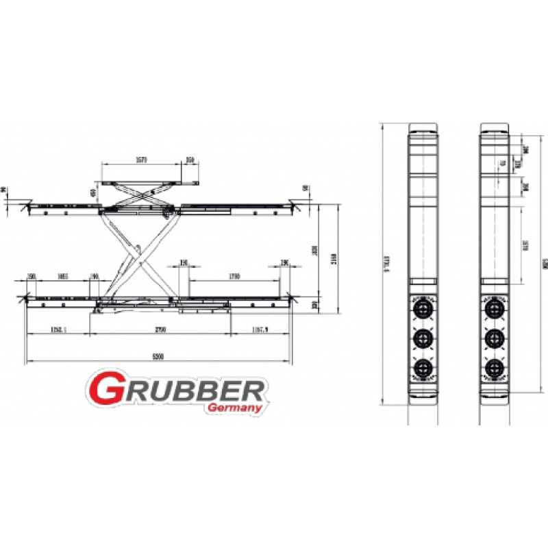 Scissor lift 5500kg for wheel geometry adjustment